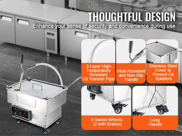 VEVOR Mobile Fryer Filter, 18L Oil Tank Capacity, Oil Filtration System ...