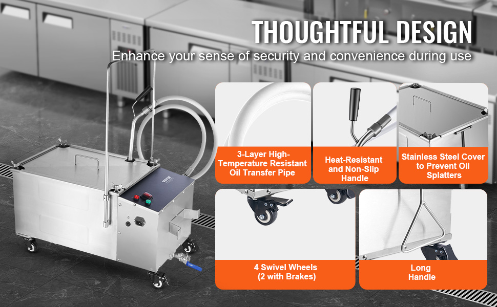 VEVOR Mobile Fryer Filter, 38L Oil Tank Capacity, Oil Filtration System ...