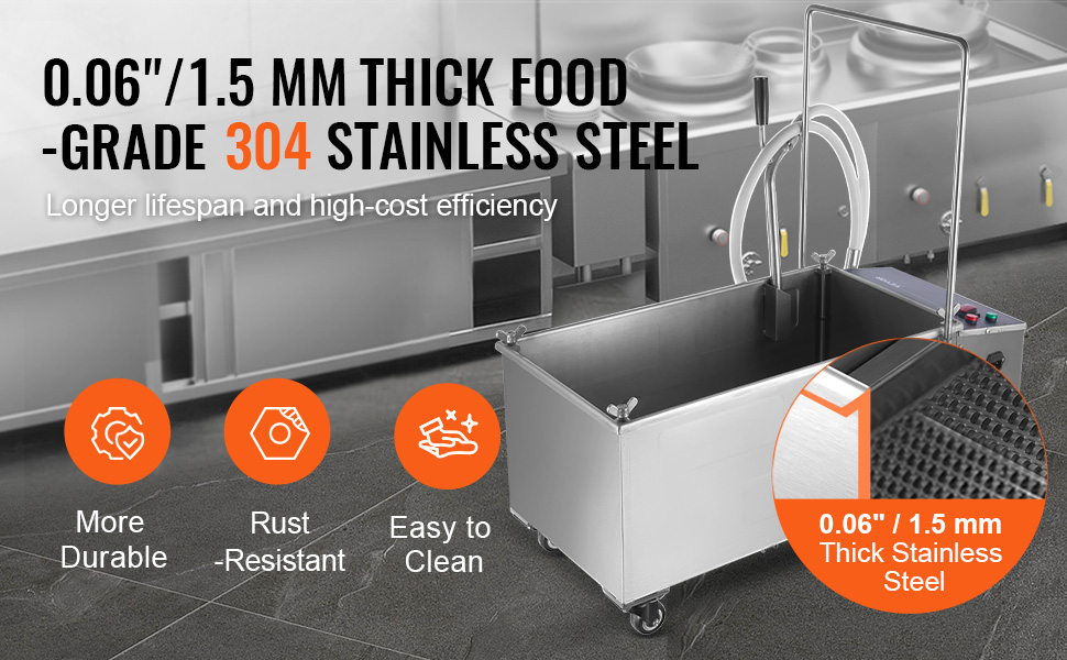 VEVOR Mobile Fryer Filter, 55L Oil Tank Capacity, Oil Filtration System ...