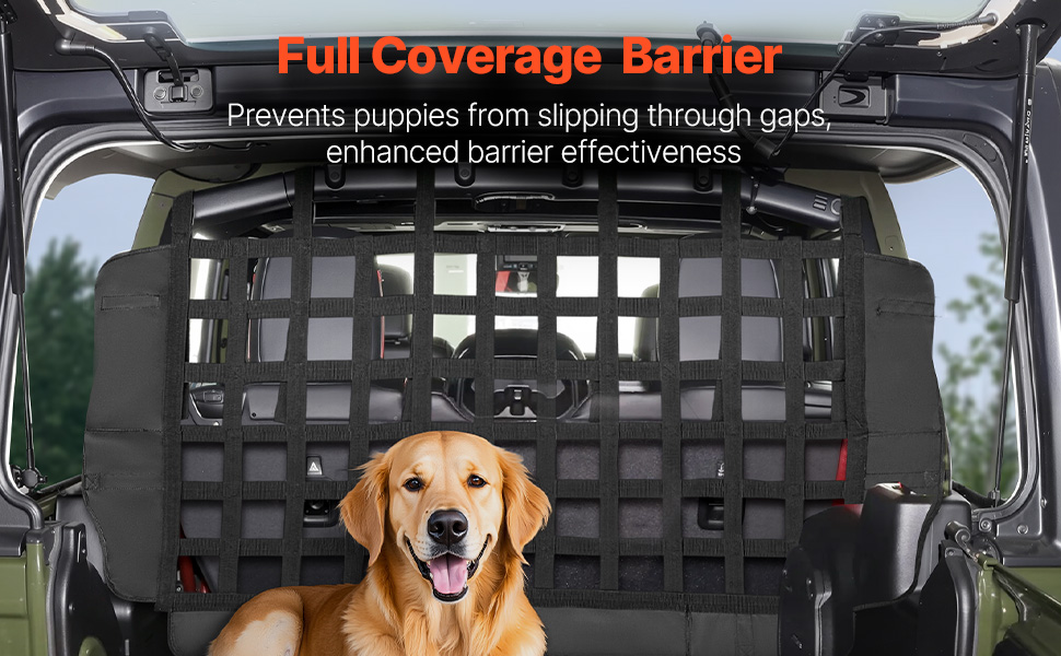 Dog Car Barrier for Jeep Wrangler Cargo Area Isolation Barrier Mesh Pet ...