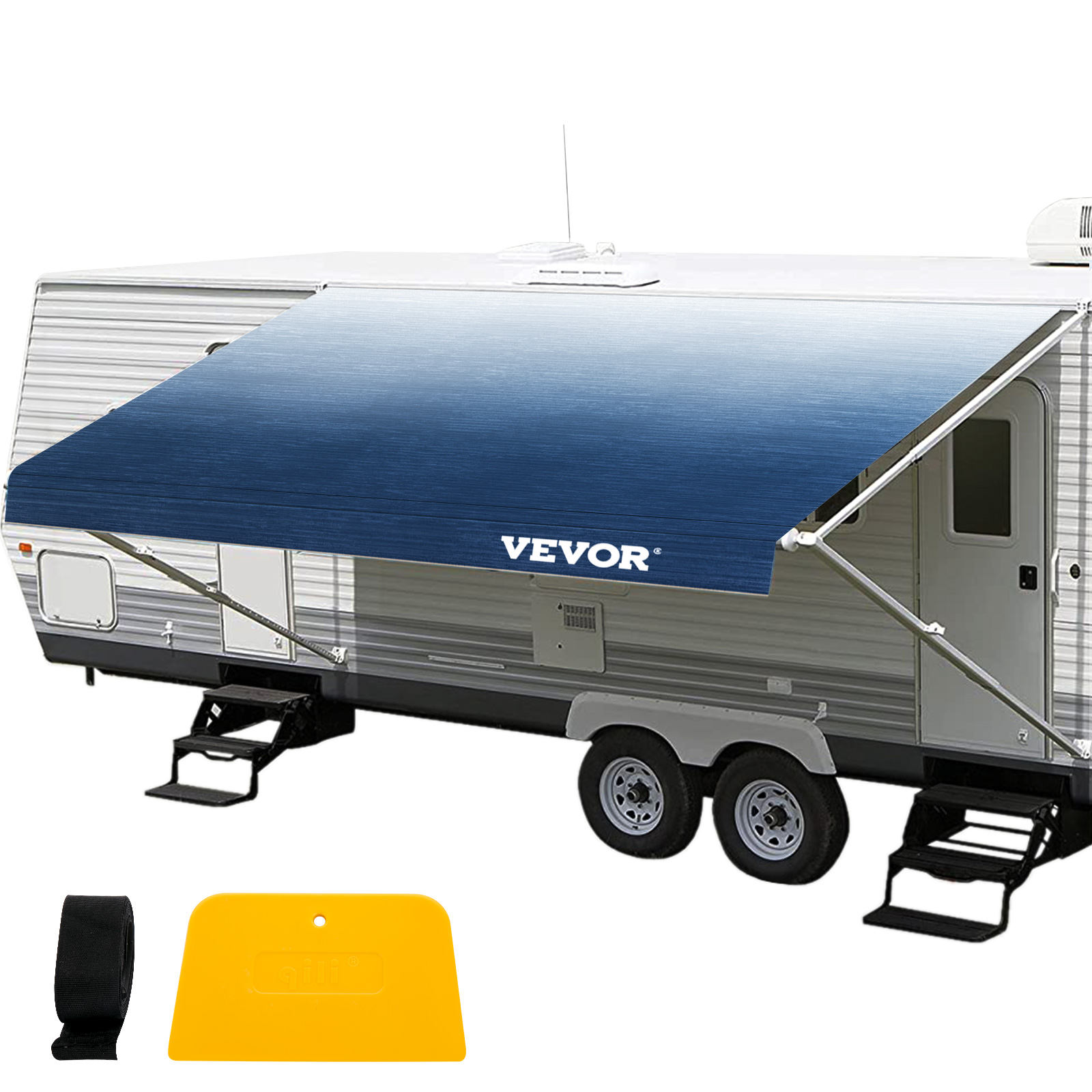 VEVOR RV Awning, Awning Replacement Fabric 19 FT, Slate Blue RV Awning ...