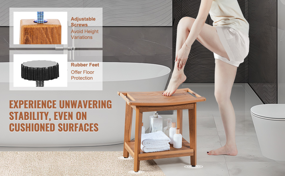 VEVOR Poly Lumber Shower Bench 21 x 14 x 18.5 in Shower Stool Chair for ...