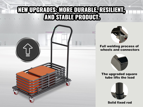 VEVOR Folding Chair Dolly, Iron Commercial Cart with 12 Chairs Capacity ...