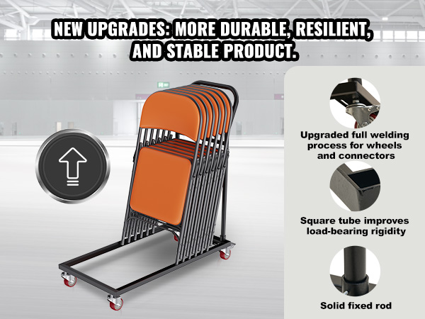 VEVOR Folding Chair Dolly, Iron Commercial Cart with 12 Chairs Capacity ...