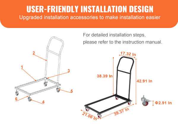 VEVOR Folding Chair Dolly, Iron Commercial Cart with 12 Chairs Capacity ...
