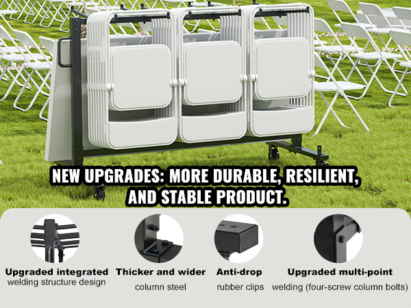 VEVOR Folding Chair Cart, Single Layer Mobile Stackable Chair Dolly ...