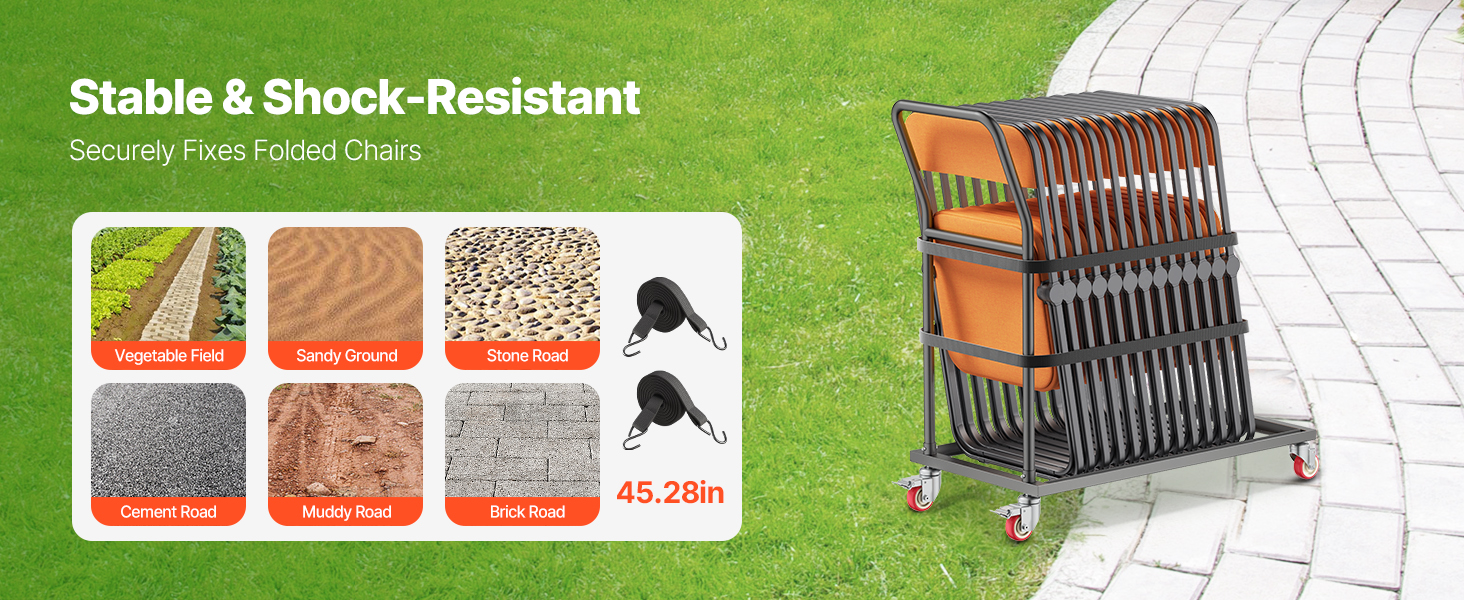 VEVOR Folding Chair Rack Cart for 25 Chairs of 300 LBS L-shape Vertical ...