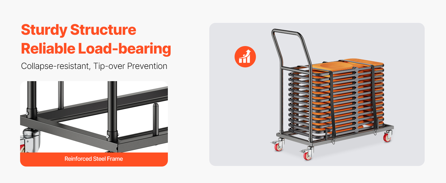 Folding Chair Rack Cart for 25 Chairs of 300 LBS L-shape Horizontal ...