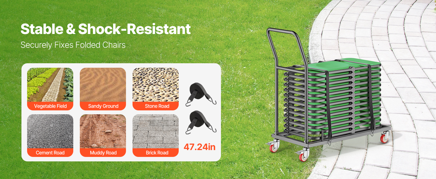 Folding Chair Rack Cart for 25 Chairs of 300 LBS L-shape Horizontal ...