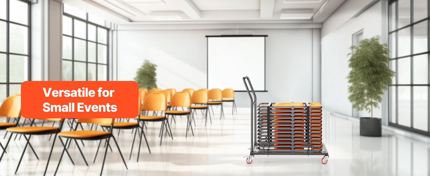Folding Chair Rack Cart for 25 Chairs of 300 LBS L-shape Horizontal ...