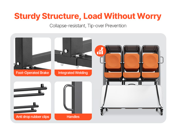 Folding Chair Rack Cart for 84 Chairs/ 12 Tables+42 Chairs of 800 LBS ...