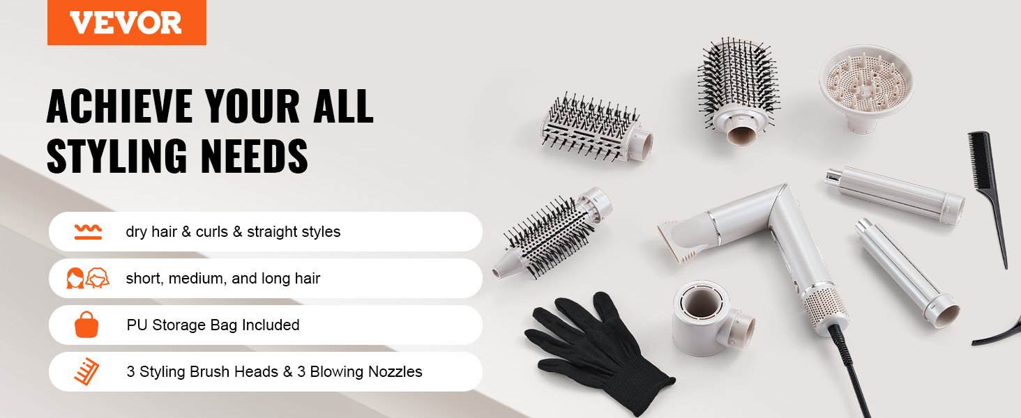 VEVOR Hair Dryer Brush 7-in-1 Professional Multi Styler for Drying ...