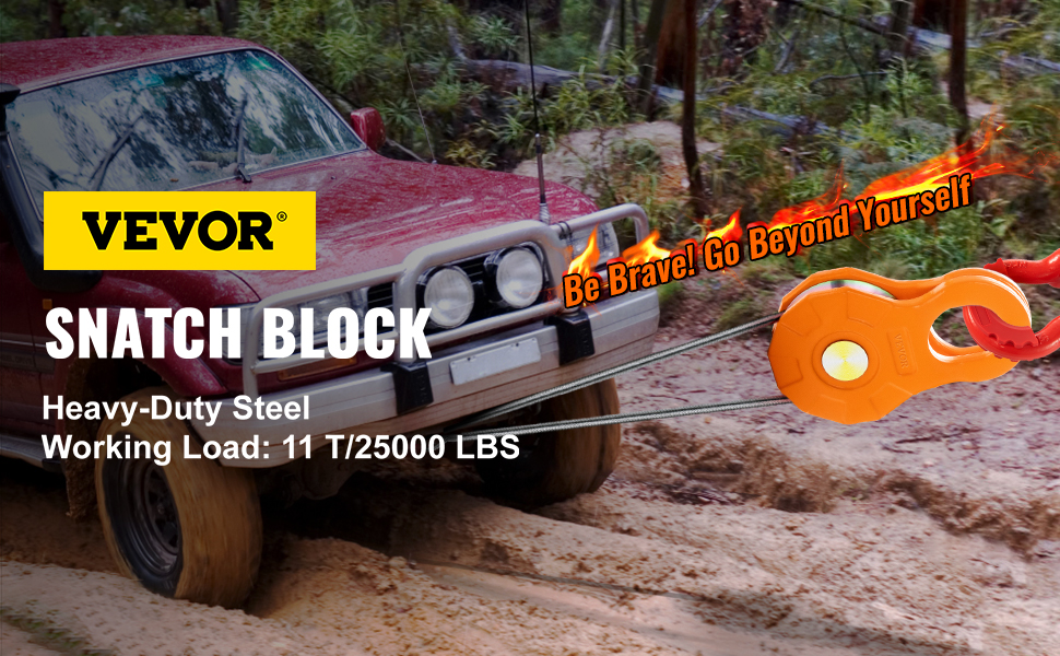 VEVOR Snatch Block, 11T/25,000 LBS Working Load Limit, Heavy Duty Winch ...