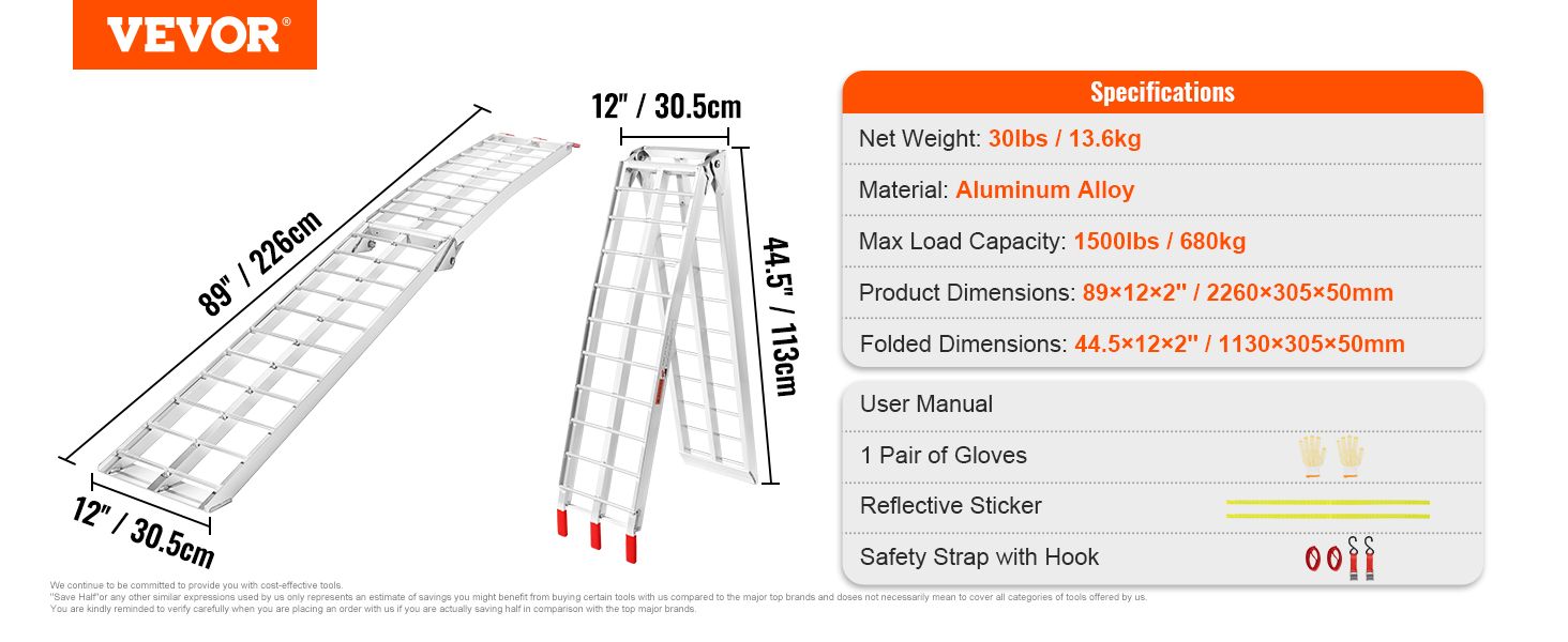 Aluminum Ramp 1500 LBS Foldable Loading Ramps for Pickup Trucks Bed 2 ...