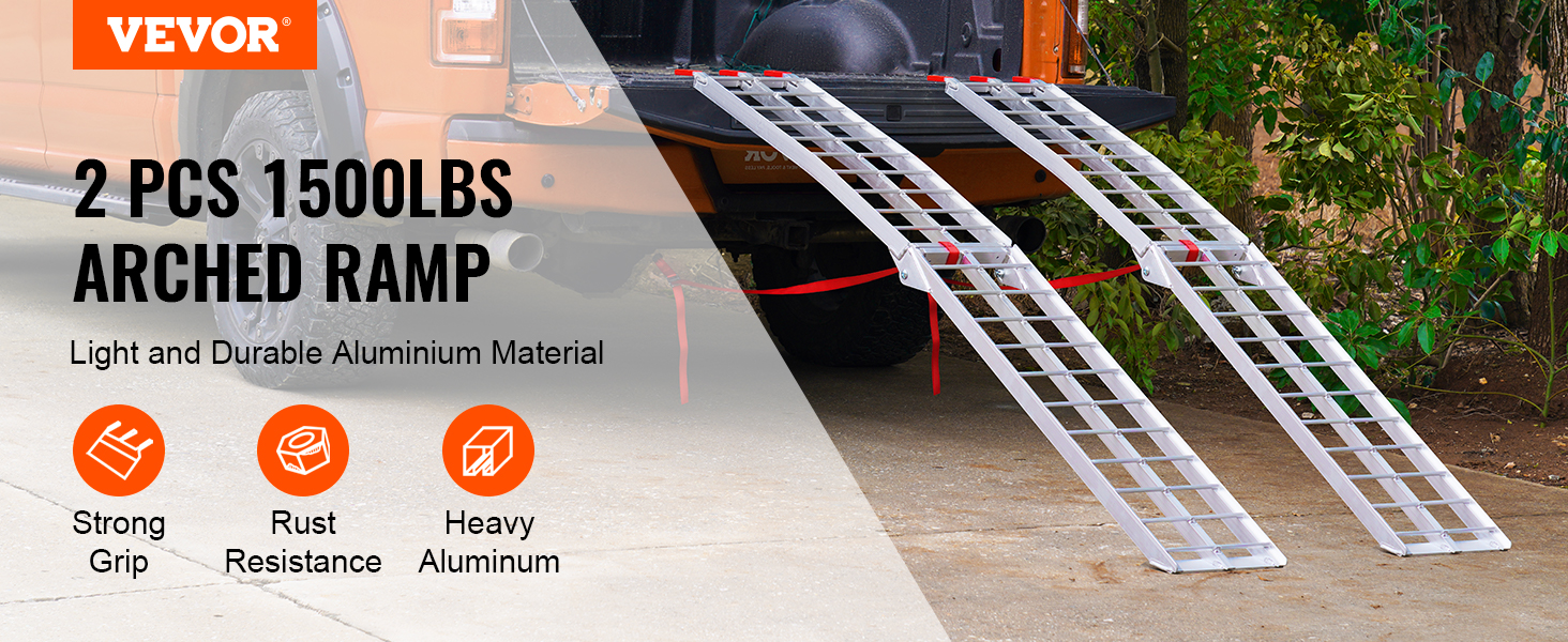 Aluminum Ramp 1500 LBS Foldable Loading Ramps for Pickup Trucks Bed 2 ...