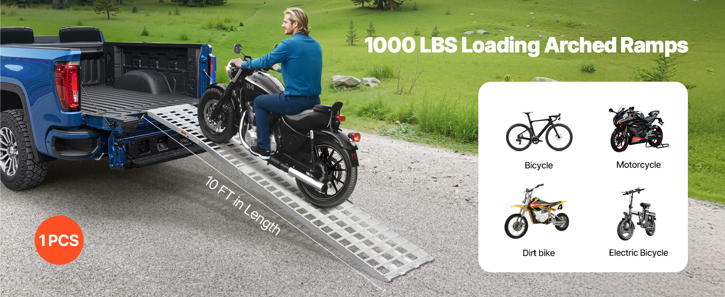 1000 lbs Aluminum Ramps 1Pcs Heavy-duty Loading Ramps with Handles ...