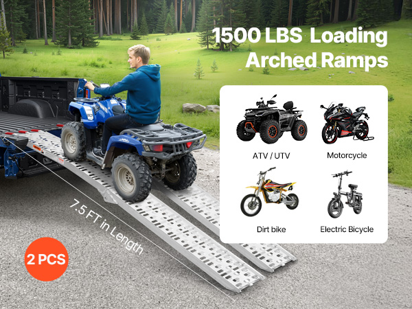 1500 lbs Aluminum Ramps 2Pcs Heavy-duty Loading Ramps with Handles ...