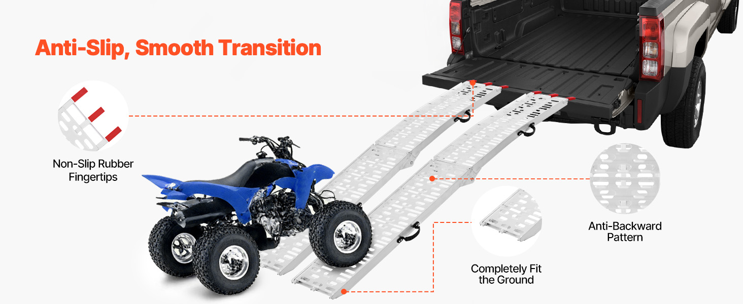 1500 lbs Aluminum Ramps 2Pcs Heavy-duty Loading Ramps with Handles ...