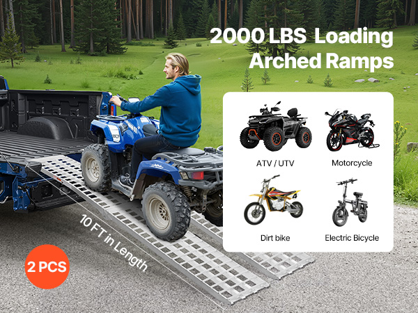 2000 lbs Aluminum Ramps 2Pcs Heavy-duty Loading Ramps with Handles ...