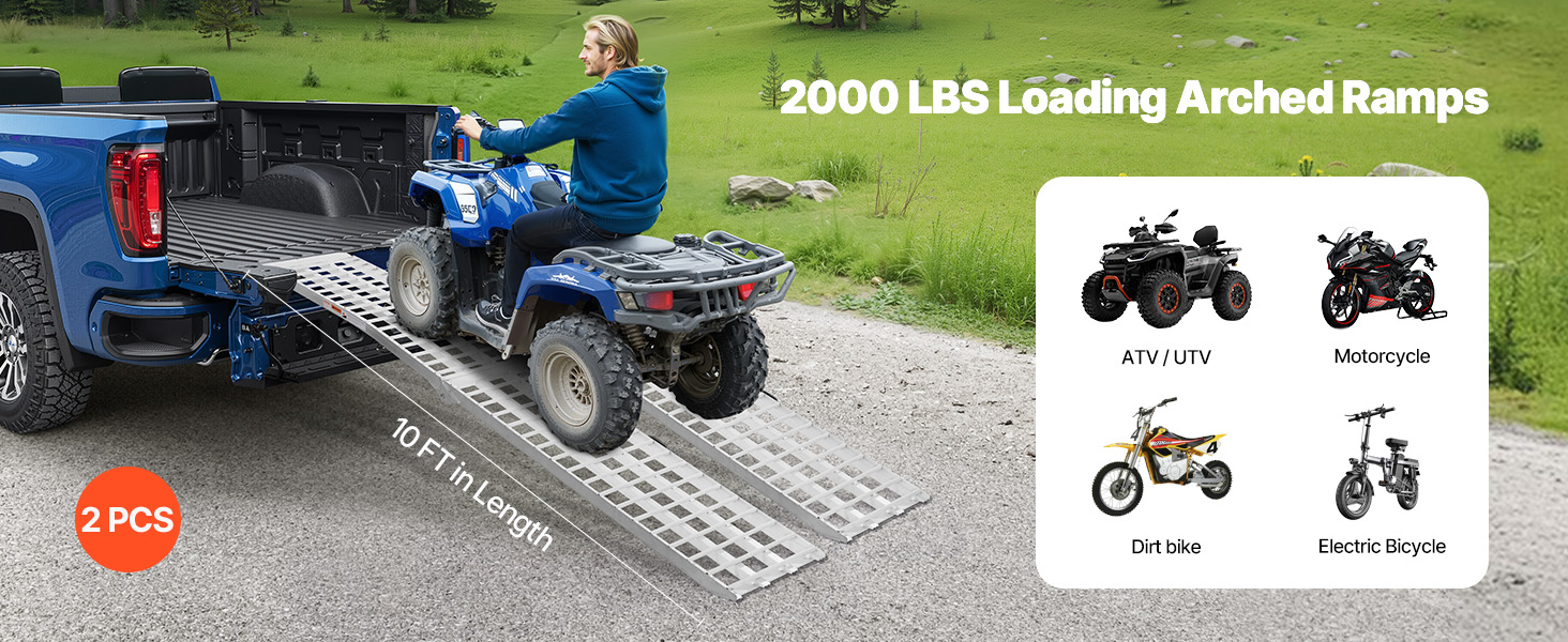 2000 lbs Aluminum Ramps 2Pcs Heavy-duty Loading Ramps with Handles ...