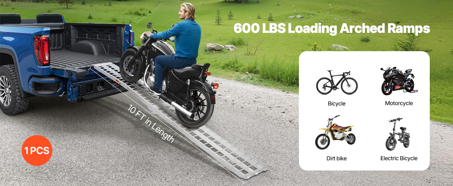 600 lbs Aluminum Ramps 1Pcs Heavy-duty Loading Ramps with Handles ...