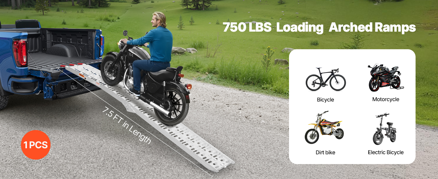 750 lbs Aluminum Ramps 1Pcs Heavy-duty Loading Ramps with Handles ...