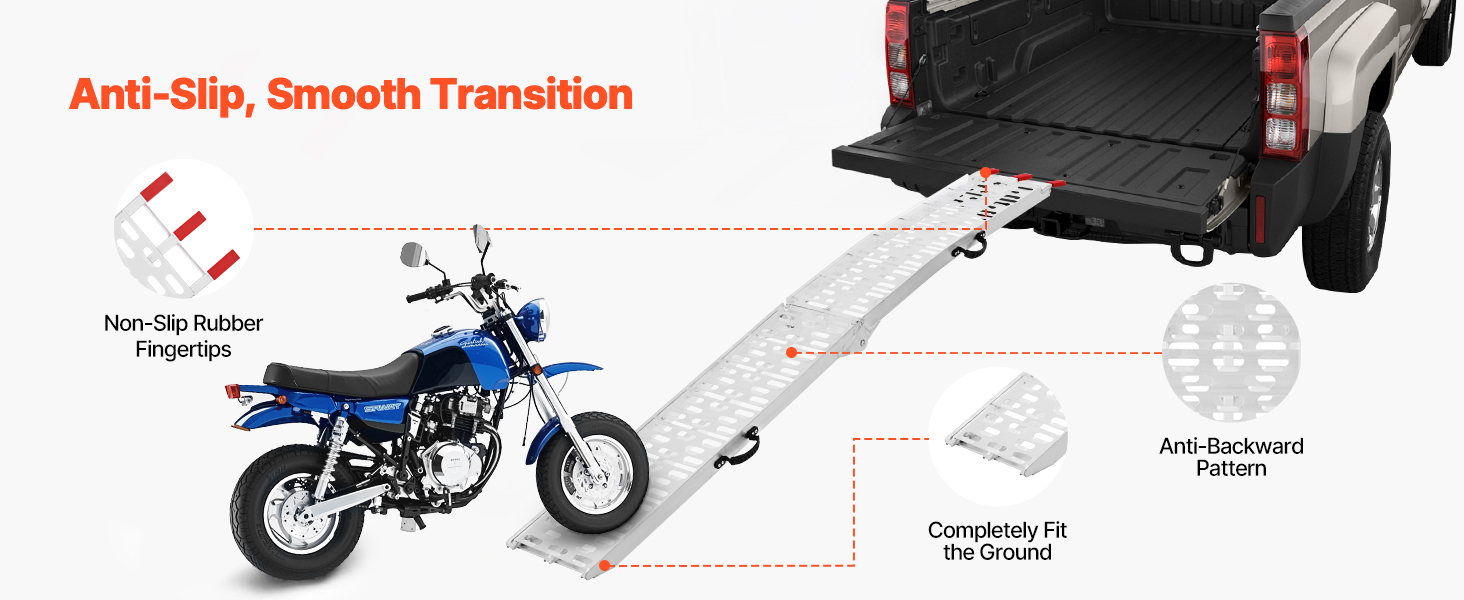 750 lbs Aluminum Ramps 1Pcs Heavy-duty Loading Ramps with Handles ...