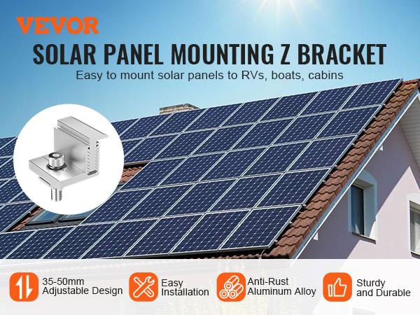 VEVOR Solar Panel Z Mounting Bracket 35-50mm Adjustable Bracket End ...