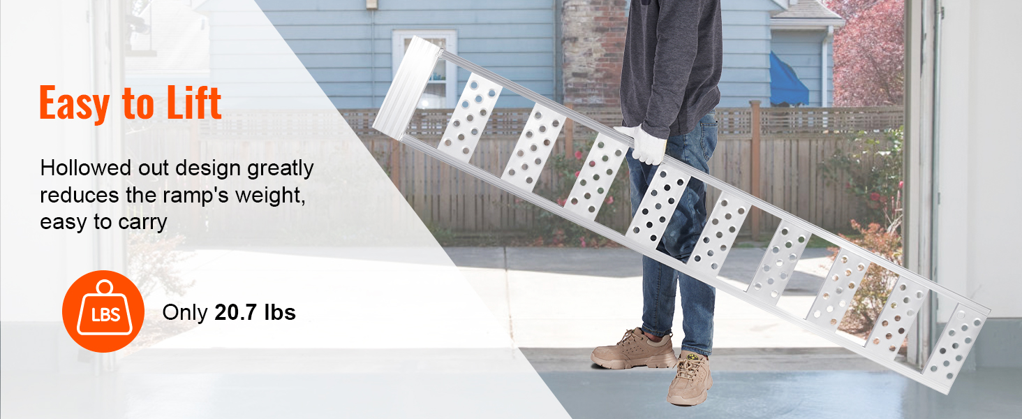 VEVOR Aluminum Ramps, 1250lbs, Straight Ramp with Treads and Load ...