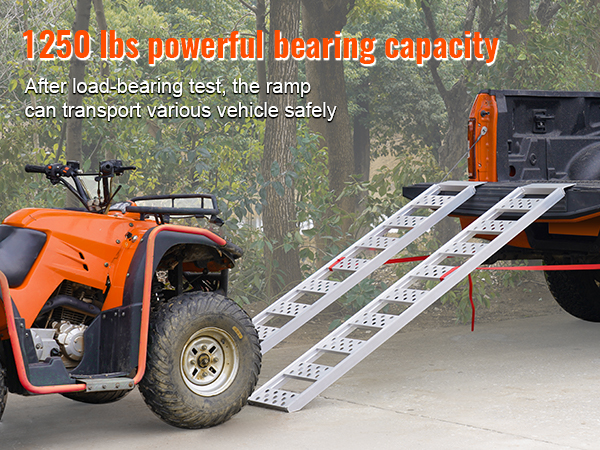 VEVOR Aluminum Ramps, 1250lbs, Straight Ramp with Treads and Load ...