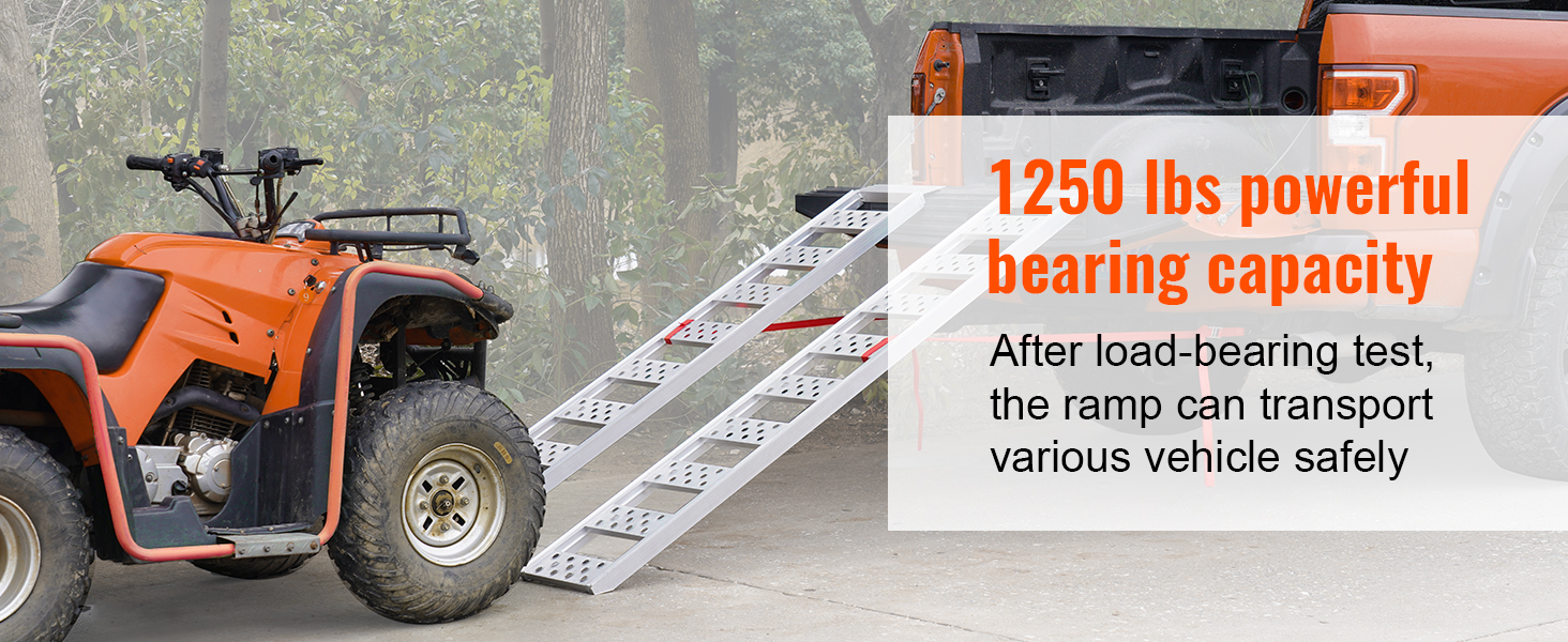 VEVOR Aluminum Ramps, 1250lbs, Straight Ramp with Treads and Load ...
