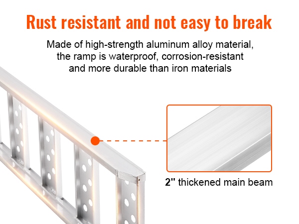 VEVOR Aluminum Ramps, 1250lbs, Straight Ramp with Treads and Load ...