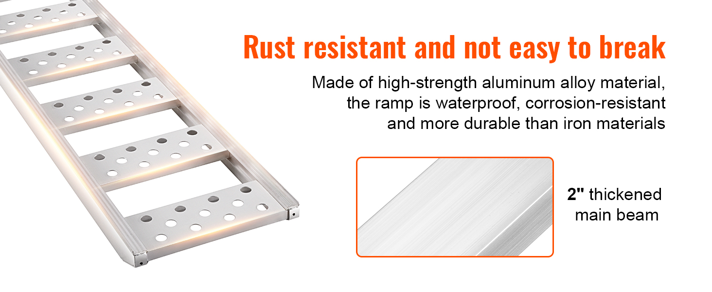 VEVOR Aluminum Ramps, 1250lbs, Straight Ramp with Treads and Load ...