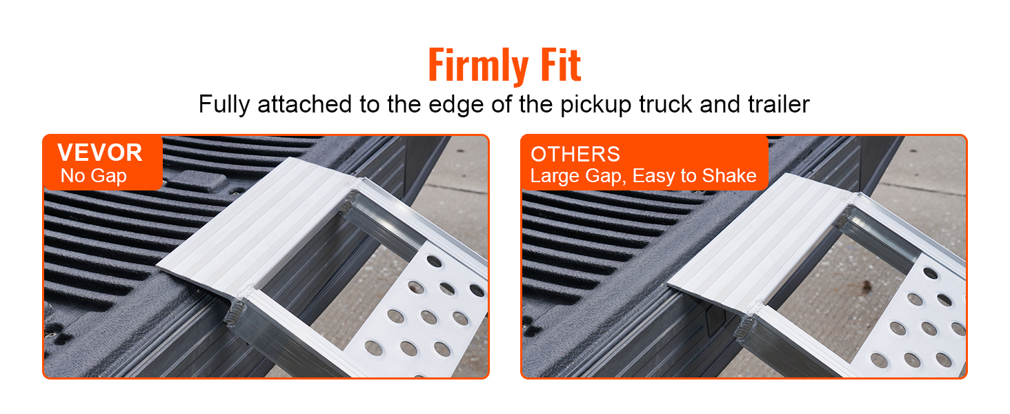 VEVOR Aluminum Ramps, 1250lbs, Straight Ramp with Treads and Load ...