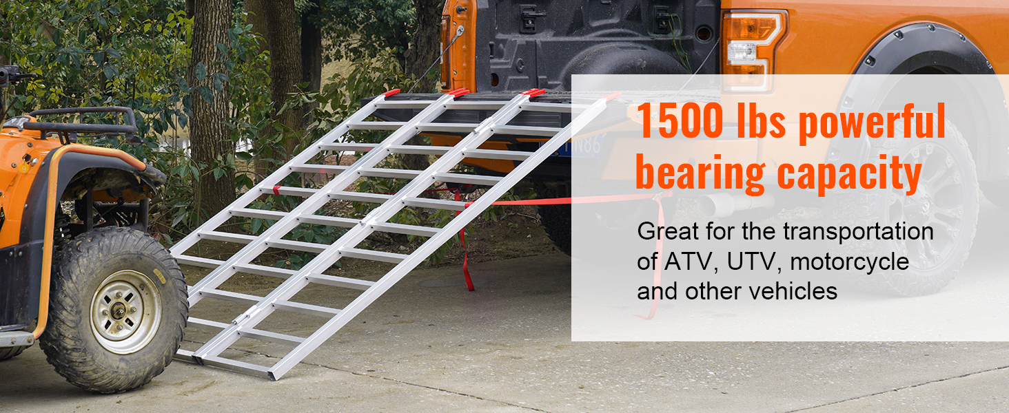 VEVOR Tri-Fold Aluminum Loading Ramp 1500 lbs 77" x 54" for Tractors ...