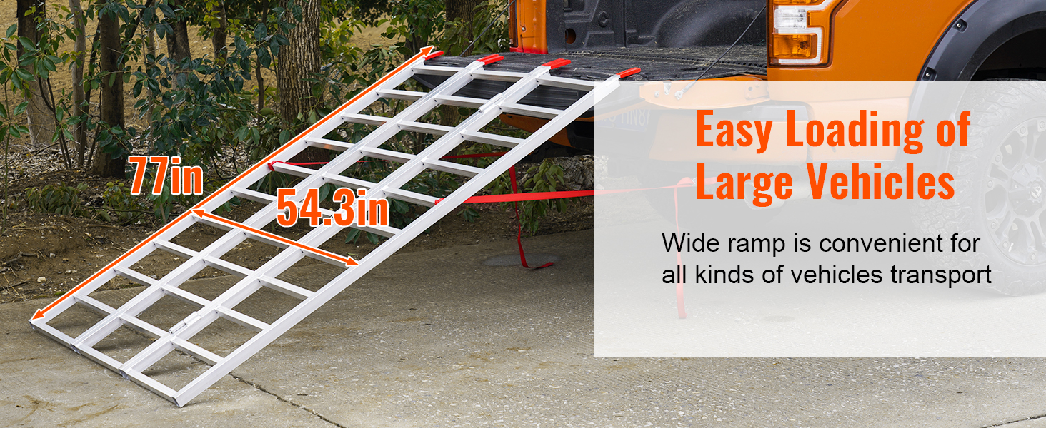 VEVOR Tri-Fold Aluminum Loading Ramp 1500 lbs 77" x 54" for Tractors ...