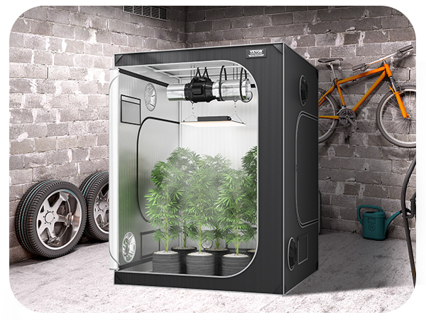 VEVOR 5x5 Grow Tent, 60'' x 60'' x 80'', High Reflective 2000D Mylar ...